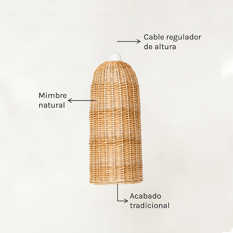 Lámpara de mimbre forma tubo